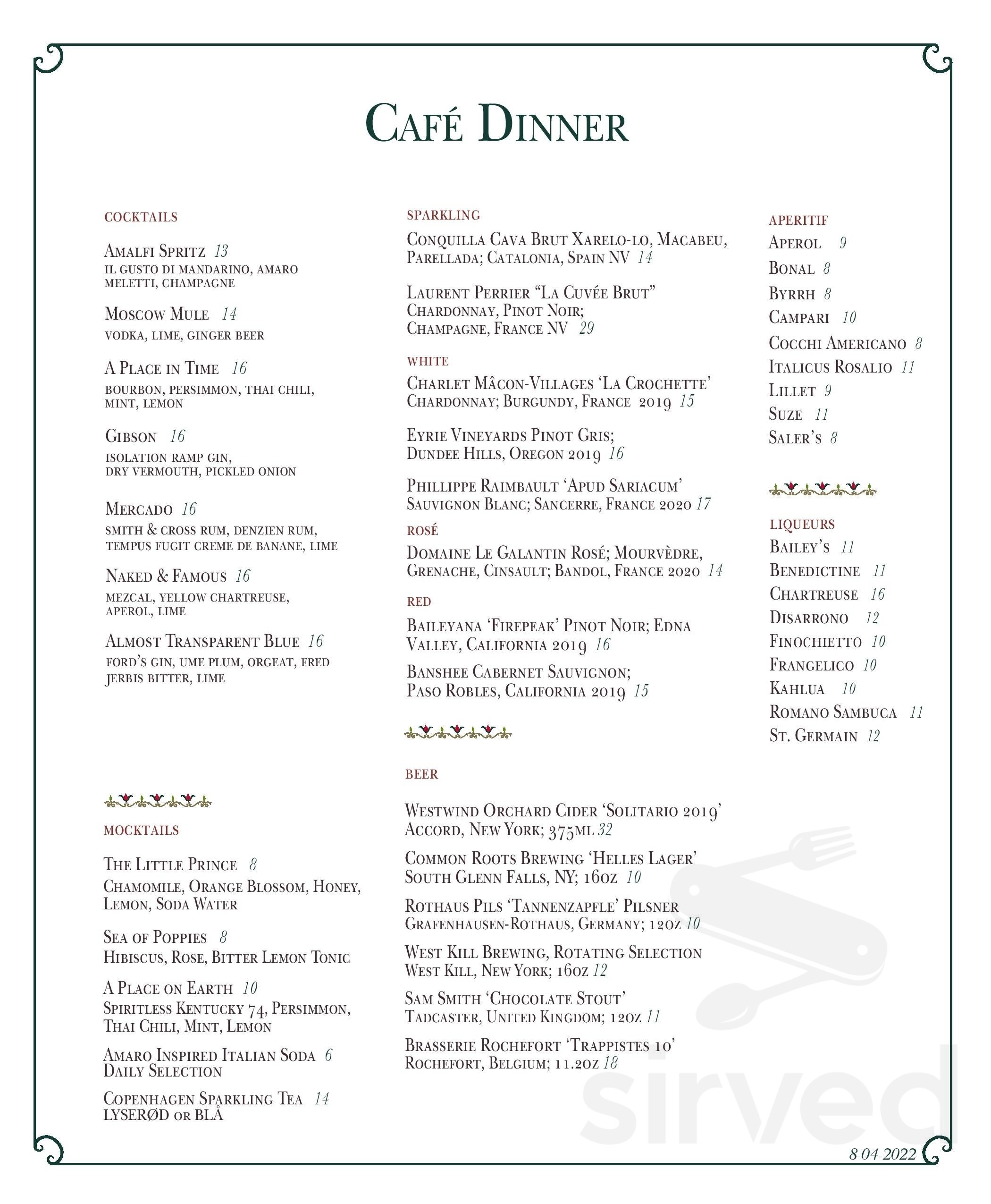 The Maker Cafe menu in Hudson, New York, USA