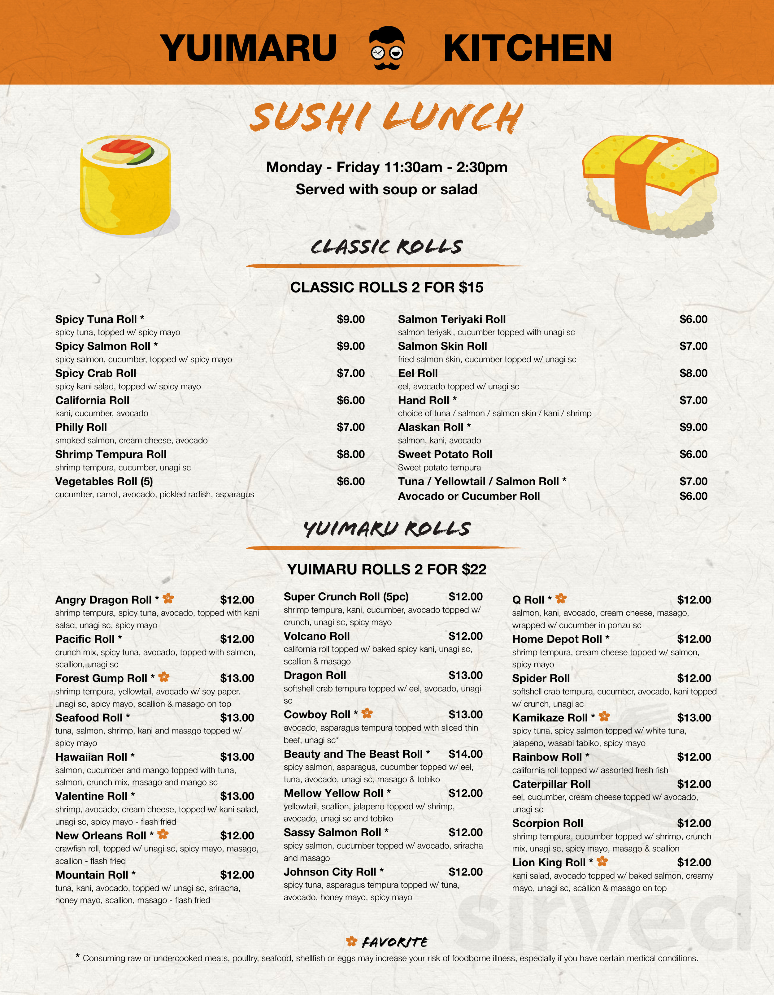 Yuimaru Kitchen menu in Johnson City, Tennessee, USA