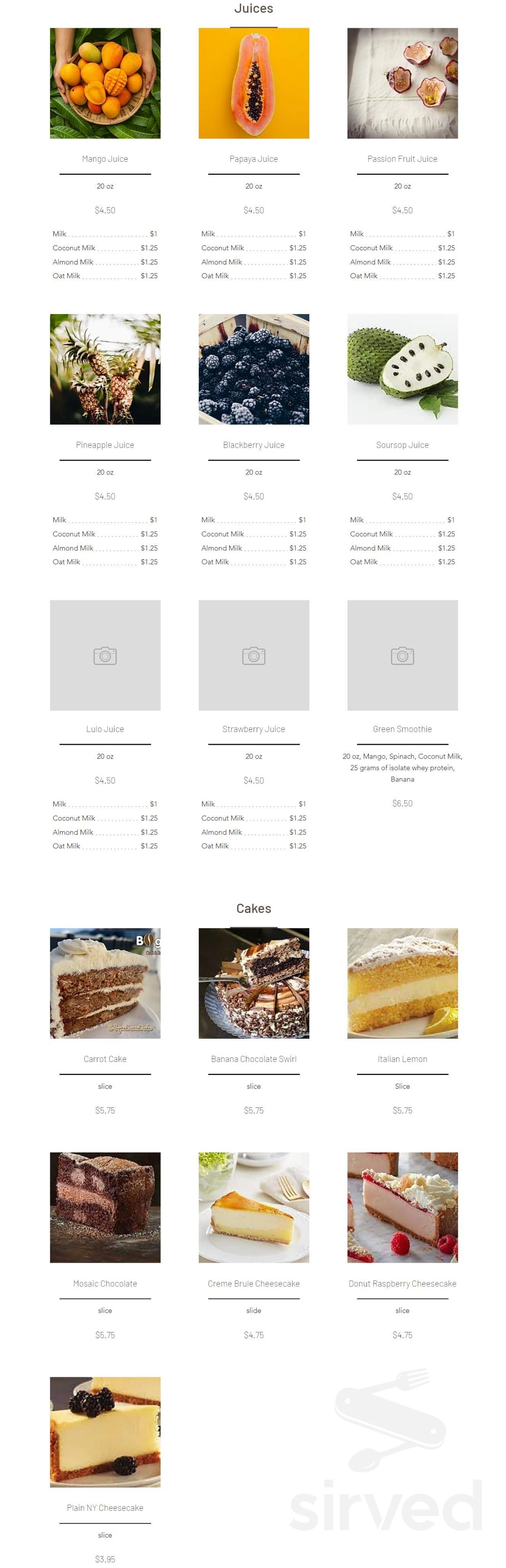 Menu - Kissimmee FL's Boga Cafe & Bread | Sirved