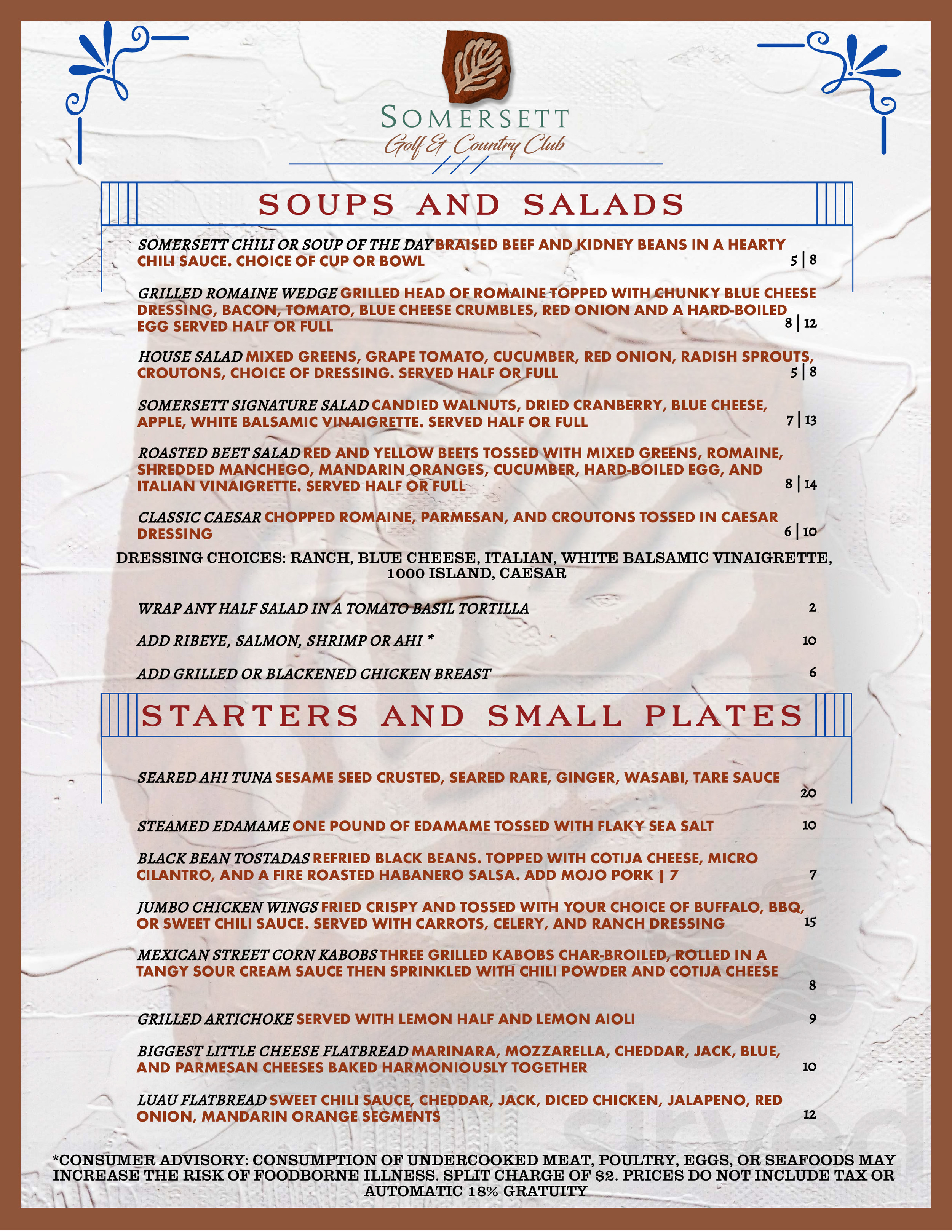 The Grille at Somersett menu in Reno, Nevada, USA