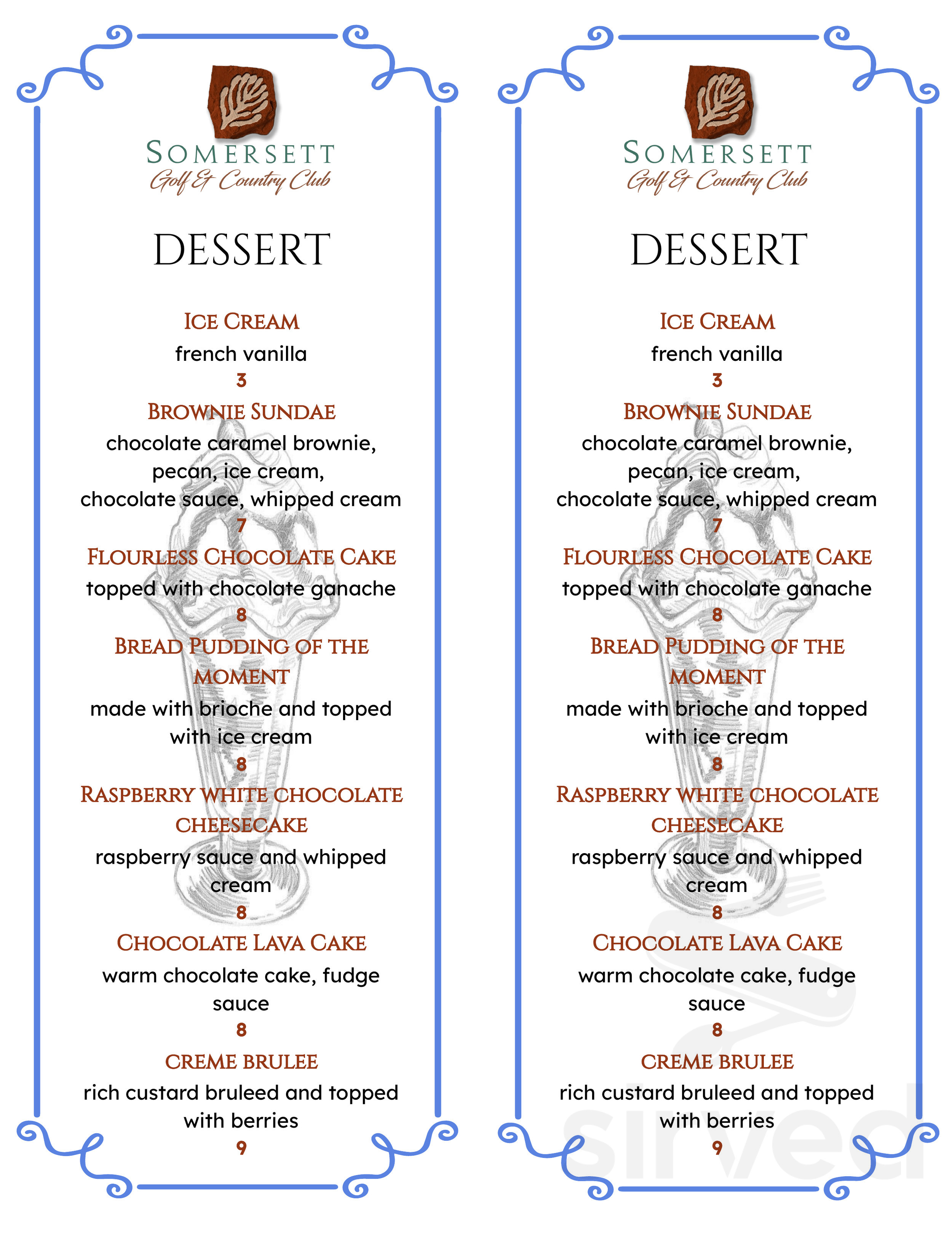 The Grille at Somersett menu in Reno, Nevada, USA