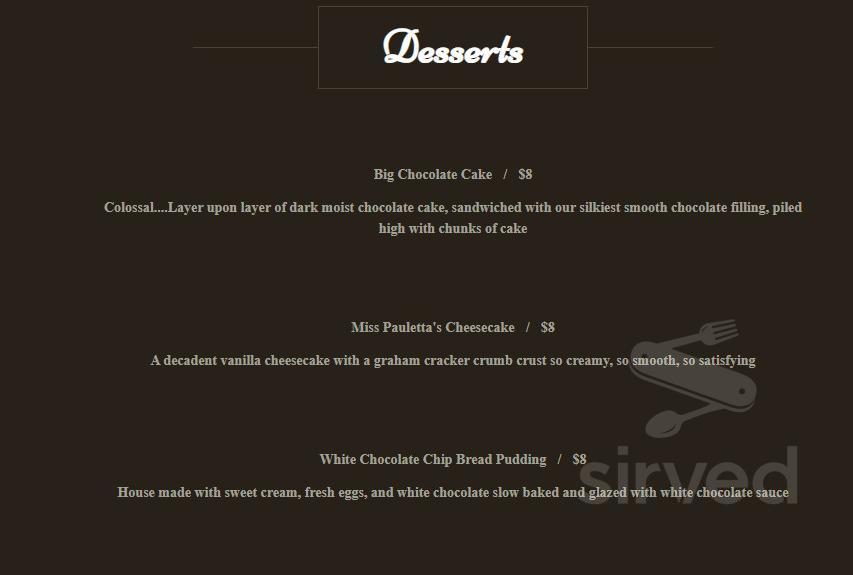 Menu - Greenville MS's Downtown Grille | Sirved