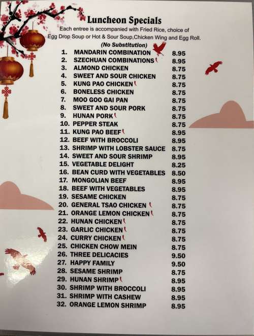 Shangri-La Restaurant menu in Birmingham, Alabama, USA