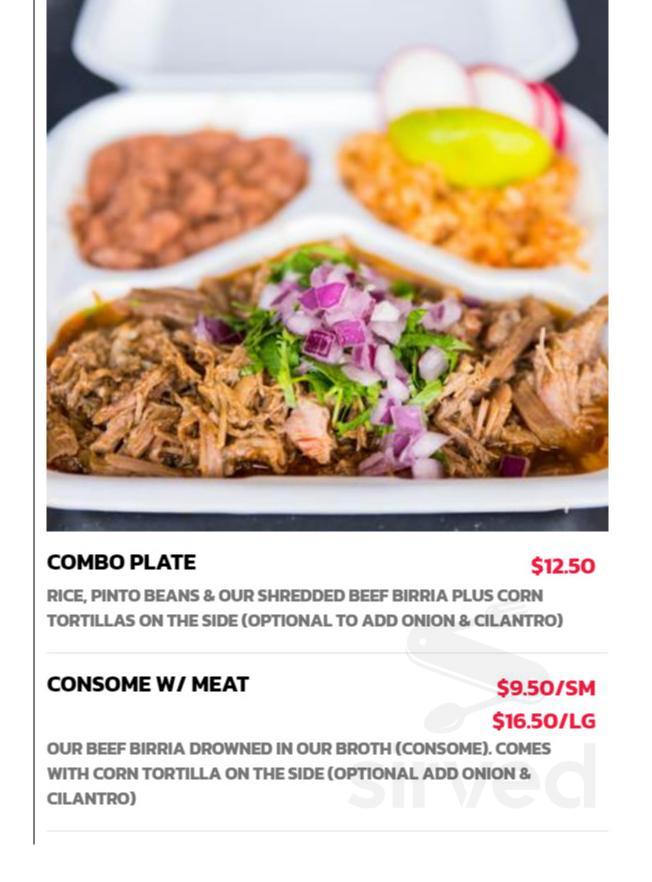 Birria Kings menu in Chula Vista, California, USA
