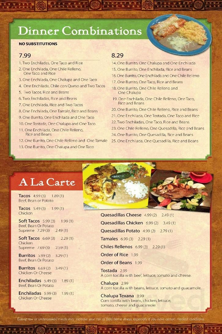 Menu for Don Miguel Mexican Restaurant in Providence Forge, Virginia ...