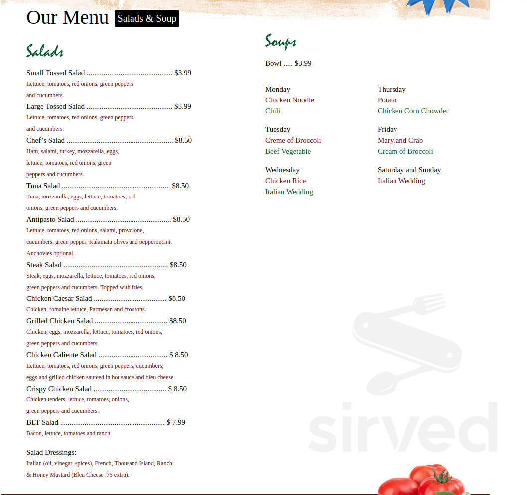 Italian Pizza & Subs menu in Harrisburg, Pennsylvania, USA