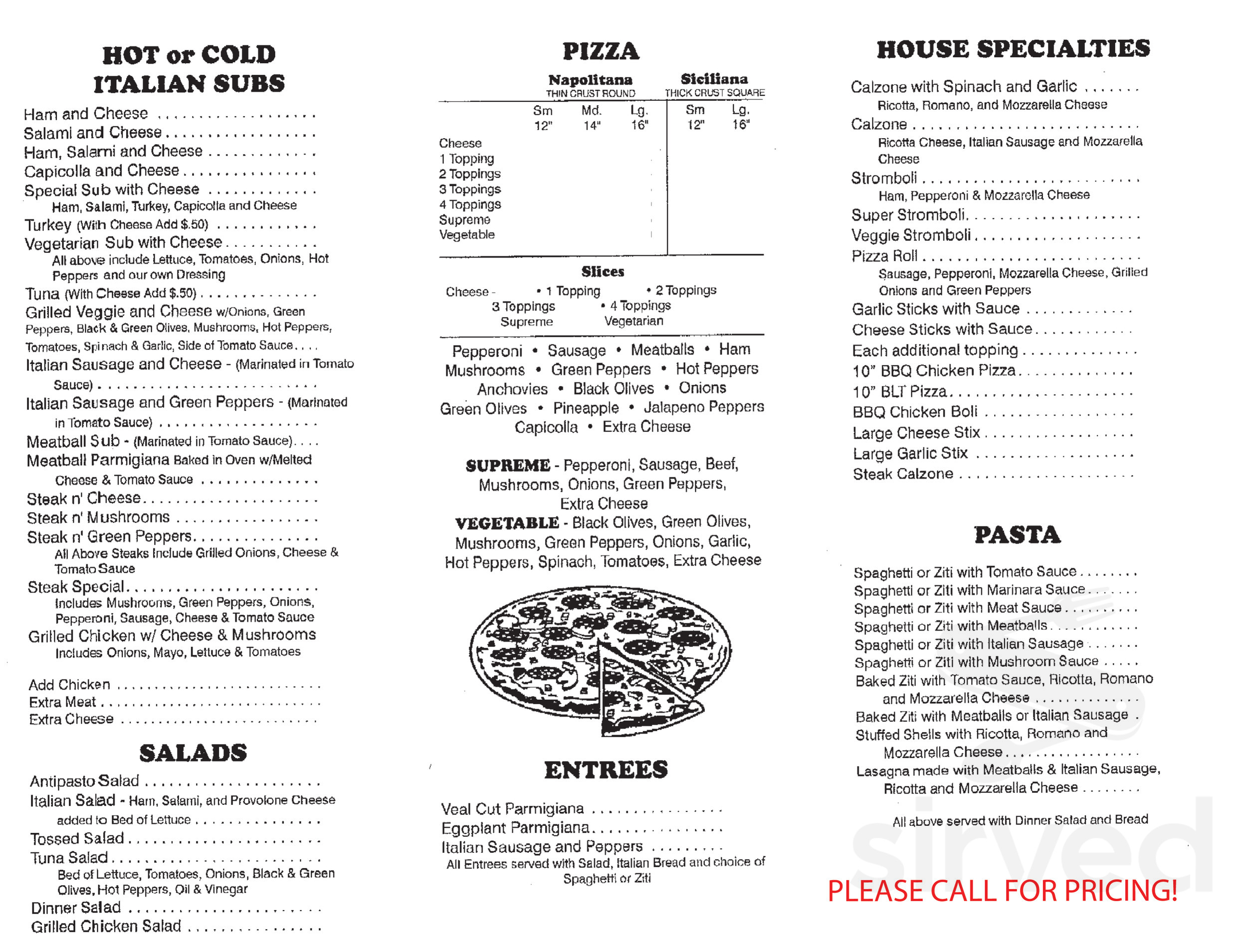 Italian Village Authentic Pizzeria menu in Kingsport, Tennessee, USA