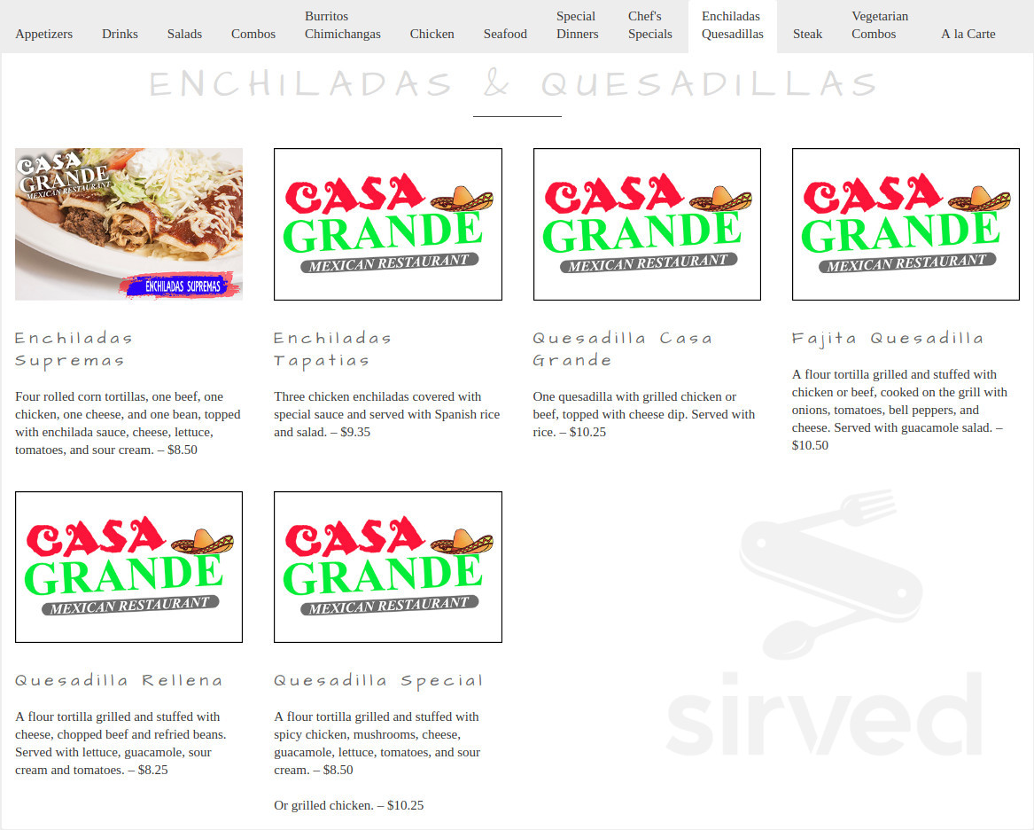 Casa Grande (South Point) menu in South Point, Ohio, USA