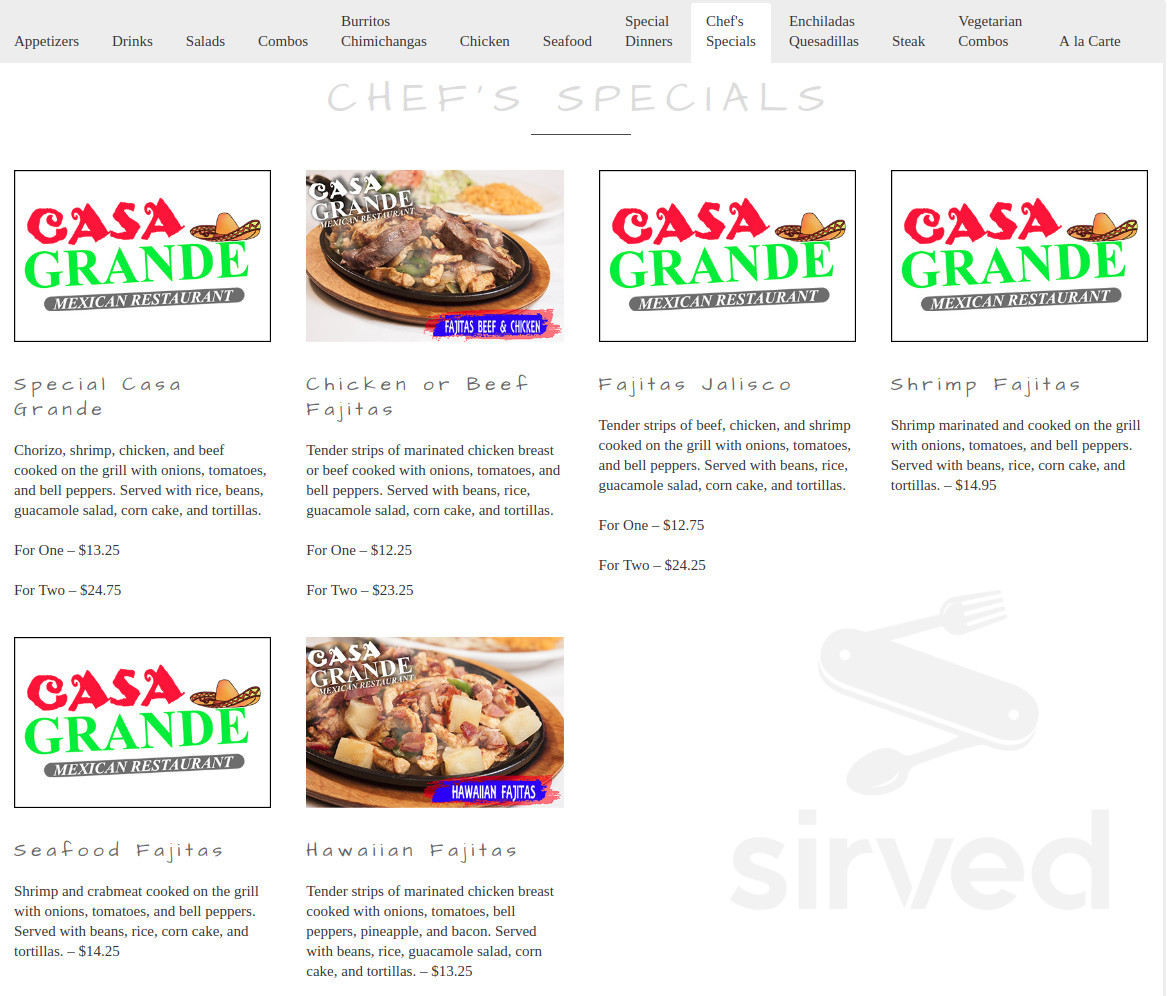 Casa Grande (South Point) menu in South Point, Ohio, USA