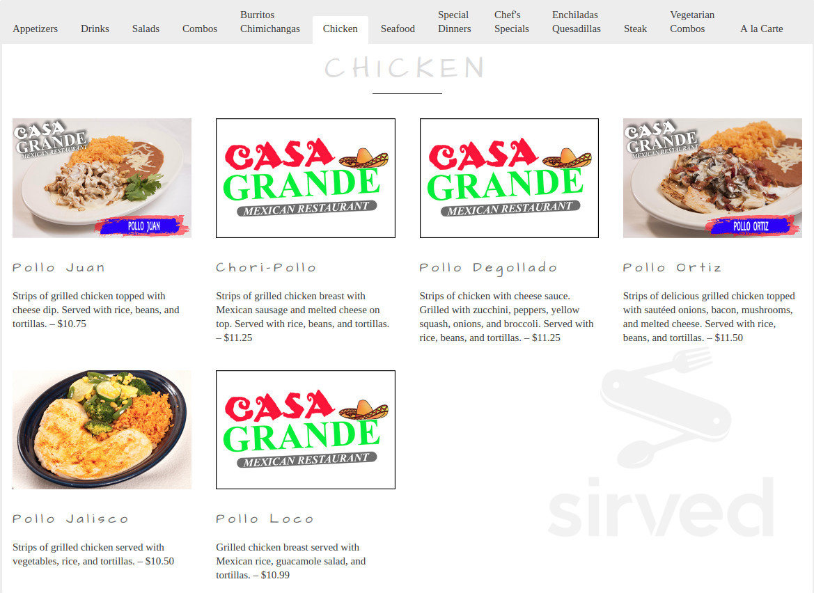 Casa Grande (South Point) menu in South Point, Ohio, USA