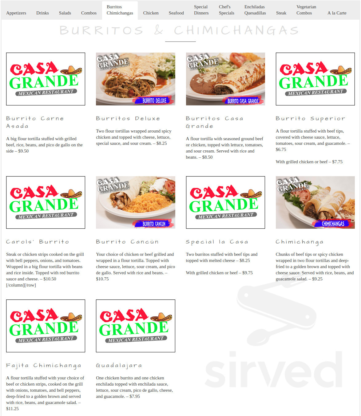 Casa Grande (South Point) menu in South Point, Ohio, USA