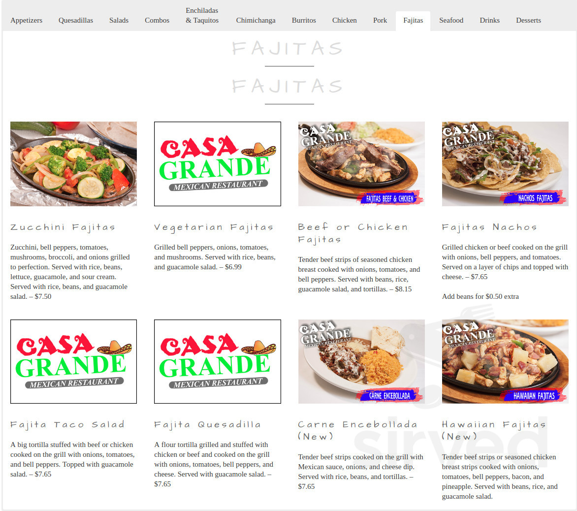 Casa Grande (South Point) menu in South Point, Ohio, USA