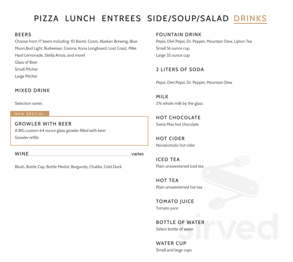 Menu for Stagecoach Pizza in Klamath Falls, OR | Sirved