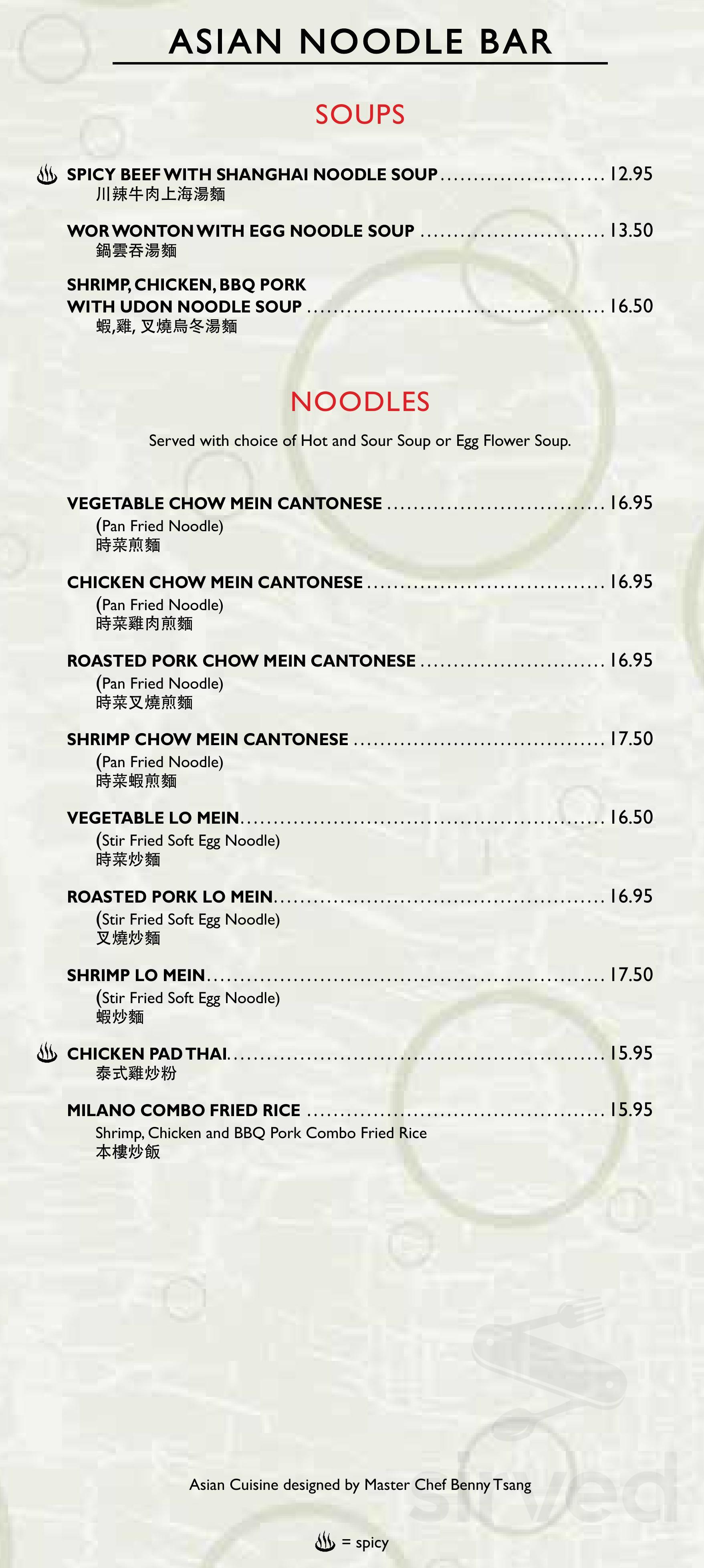 Café Milano menu in Reno, Nevada, USA Café Milano menu in Reno, Nevada, USA