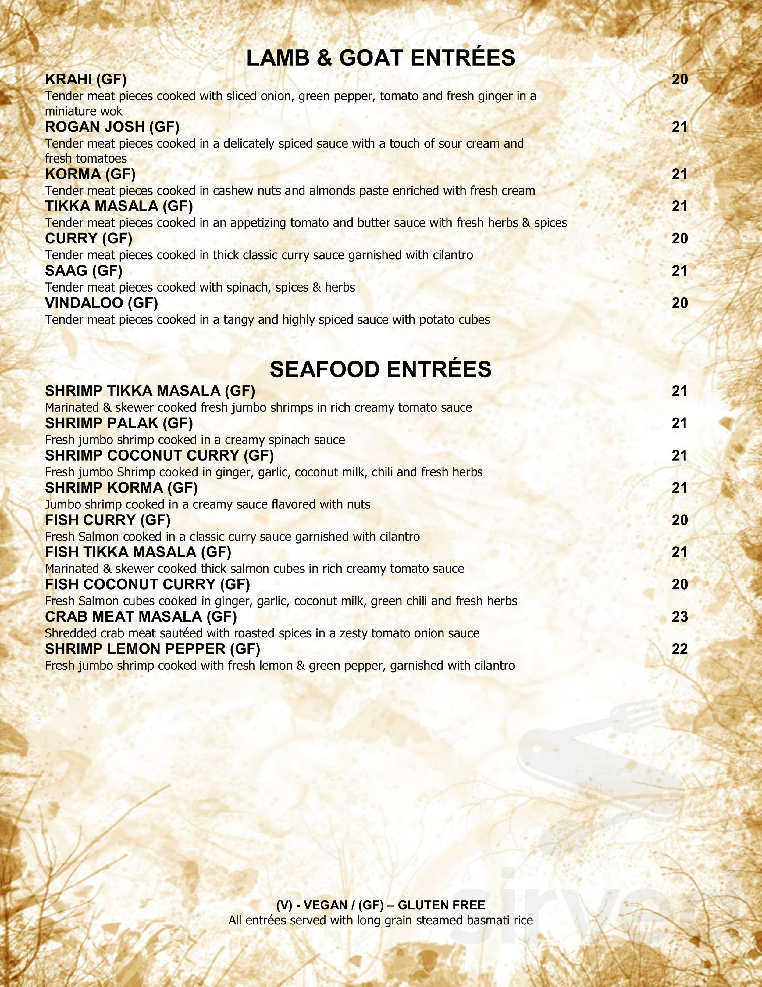 Viceroy Indian Dining menu in Dunwoody, Georgia, USA