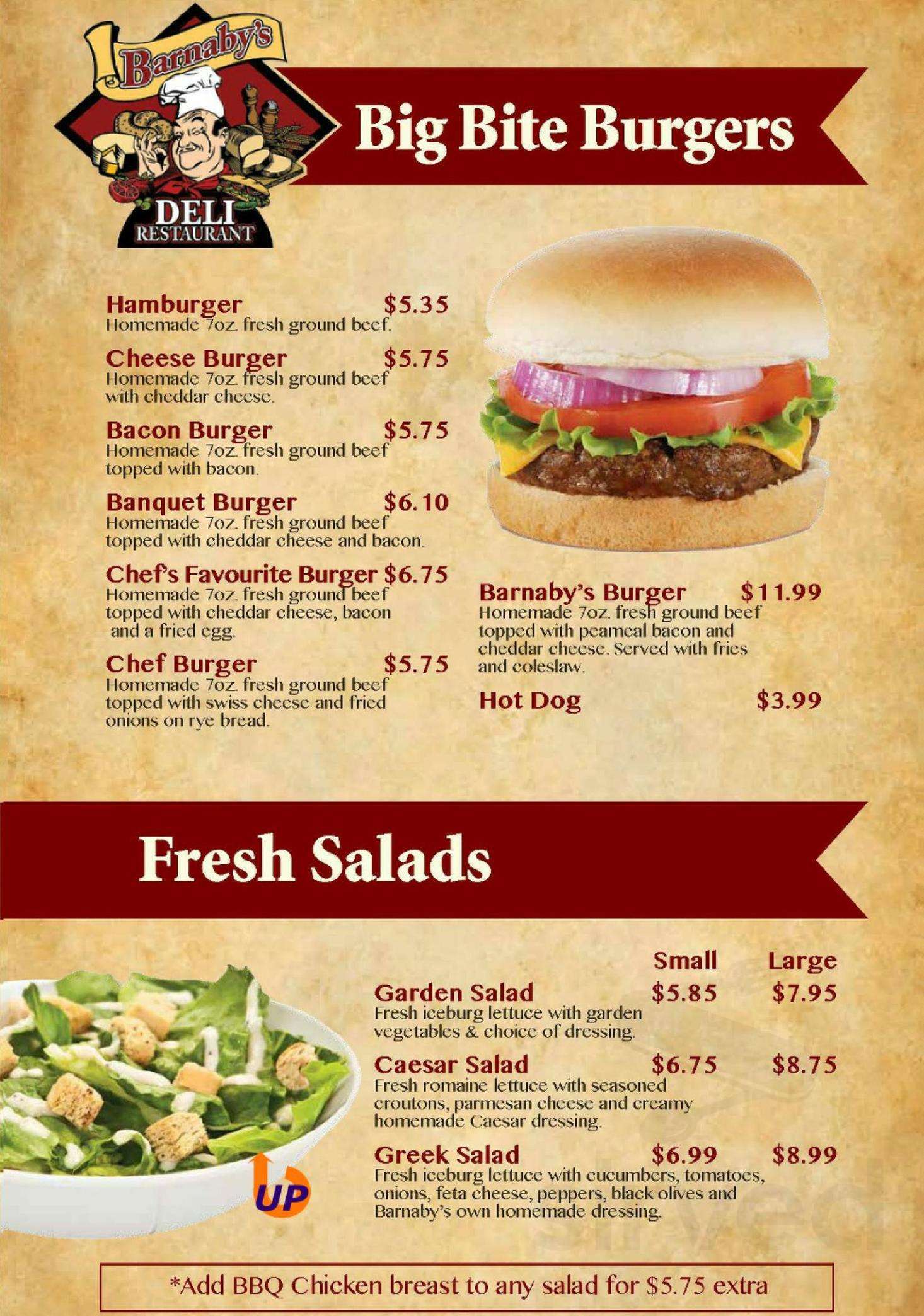 Barnaby's menus in Courtice, Ontario, Canada