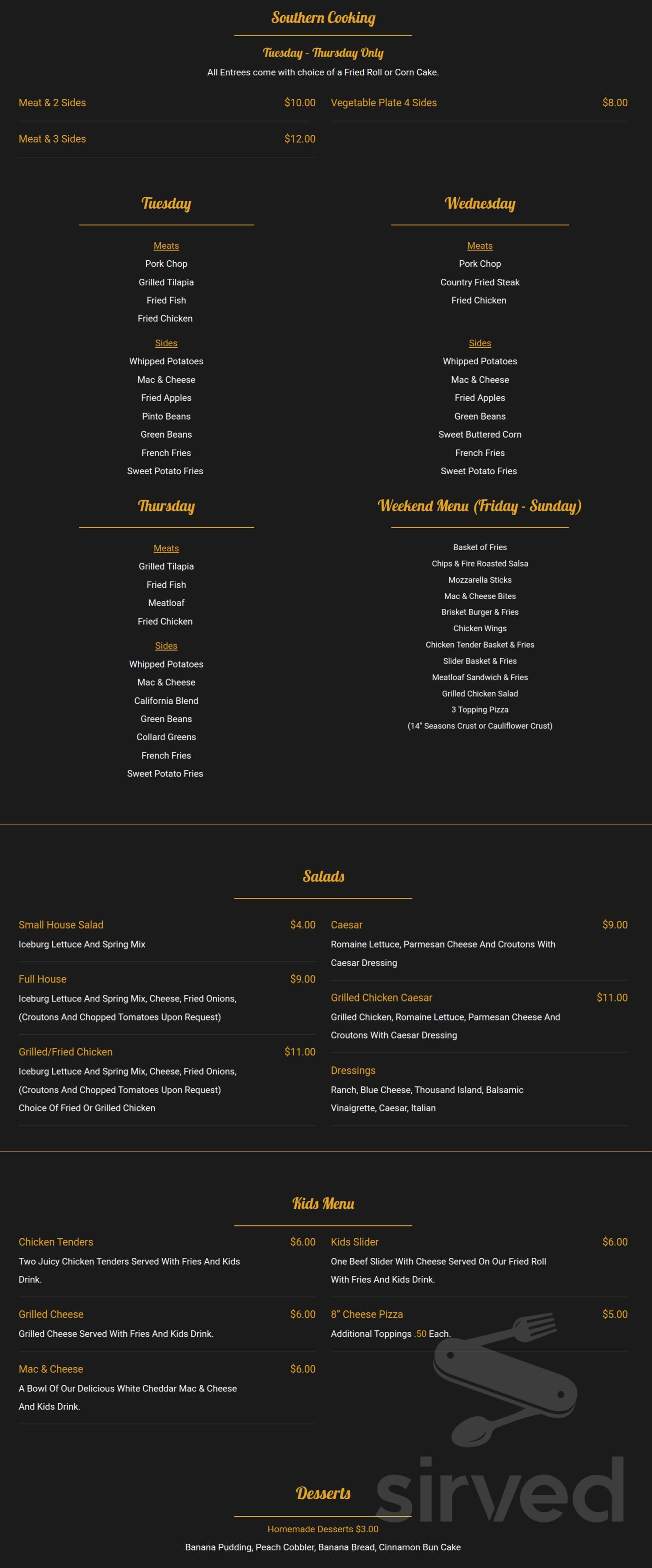 Seasons of Murfreesboro Restaurant & Lounge menu in Murfreesboro ...