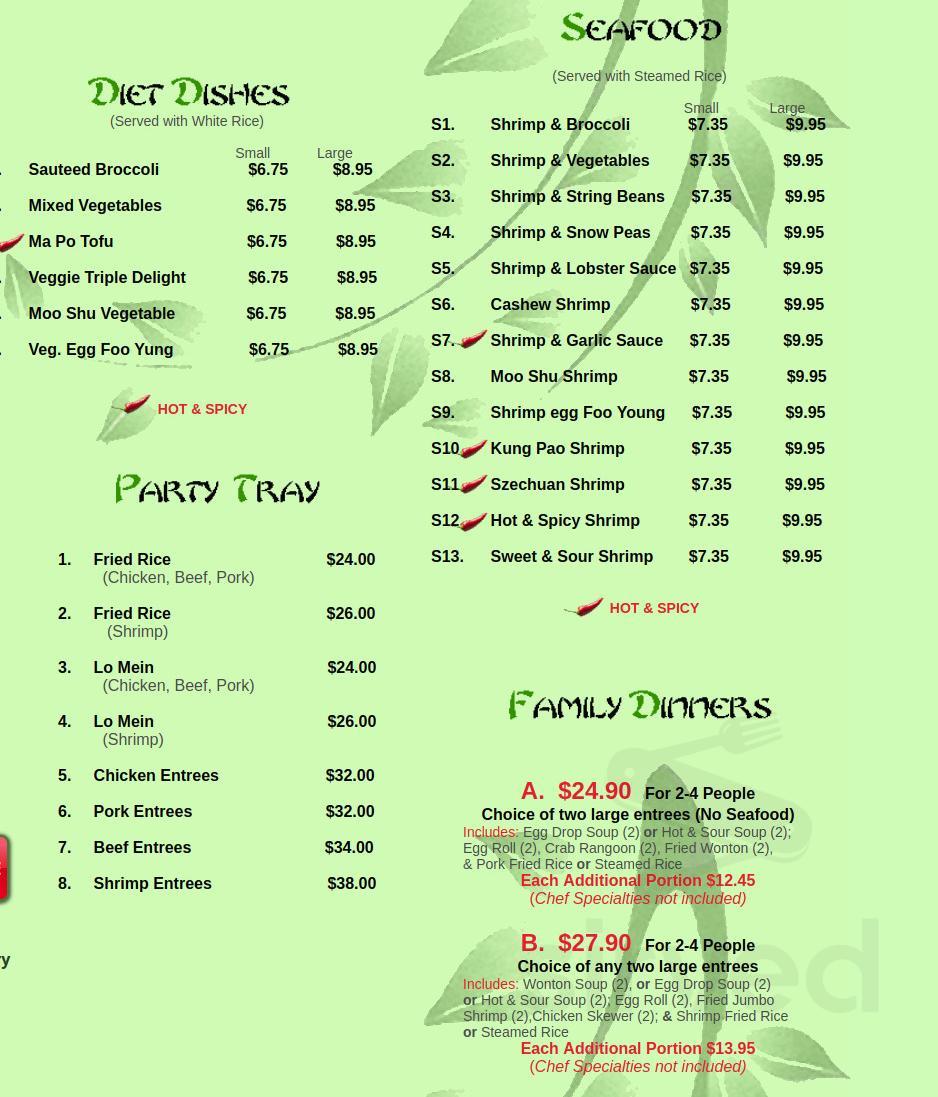 Chop Chop Wok menu in Las Vegas, Nevada, USA