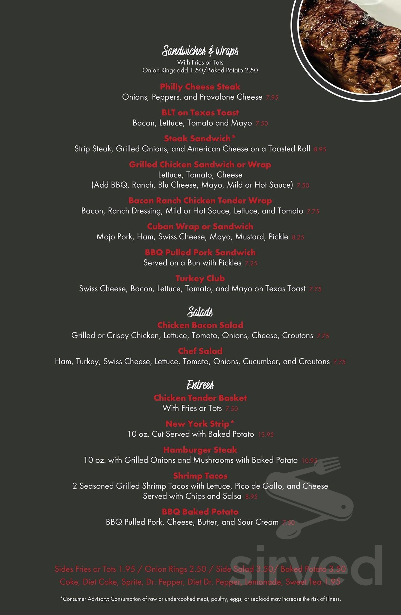 Frank's menu in Sparta, Tennessee, USA