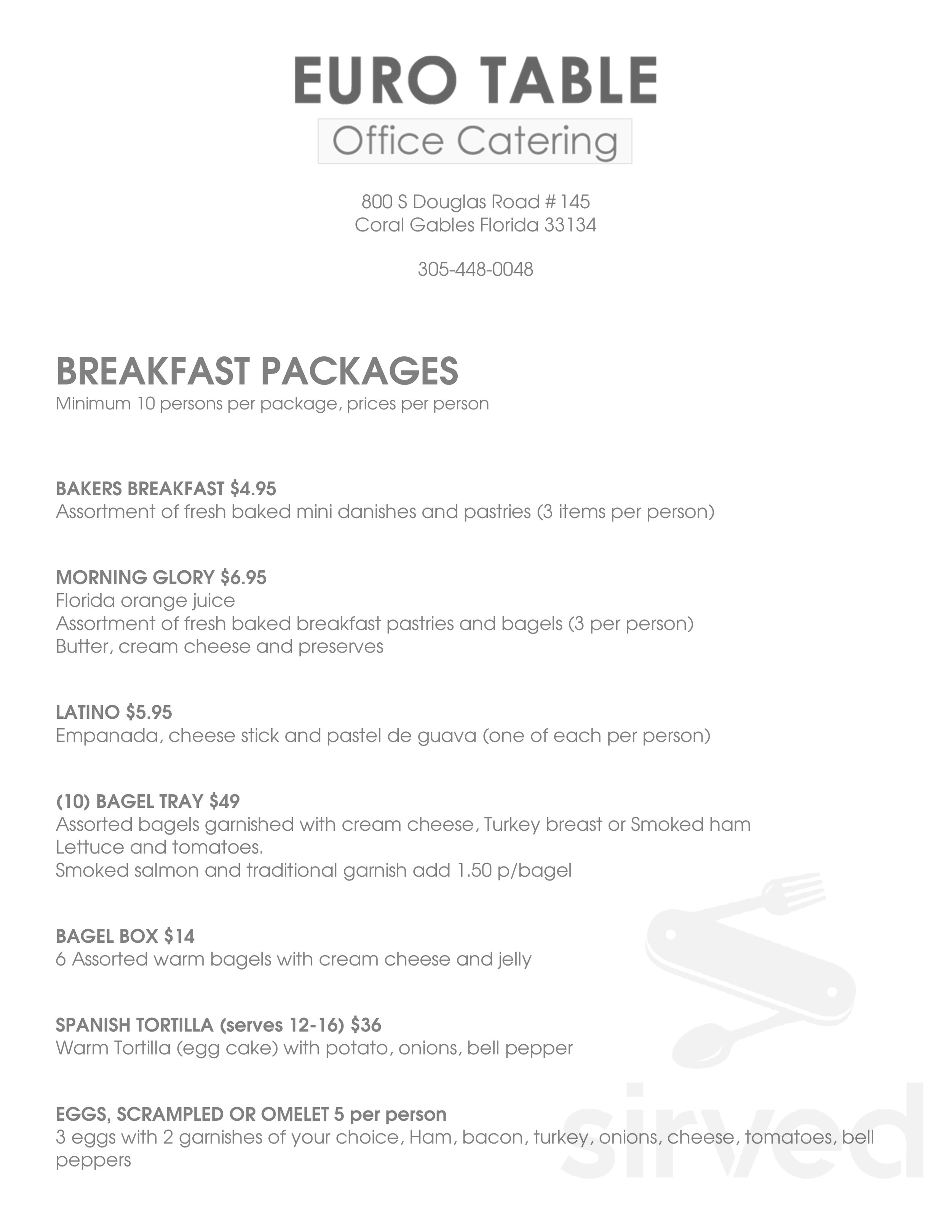 Sacha's Cafe menus in Coral Gables, Florida, United States