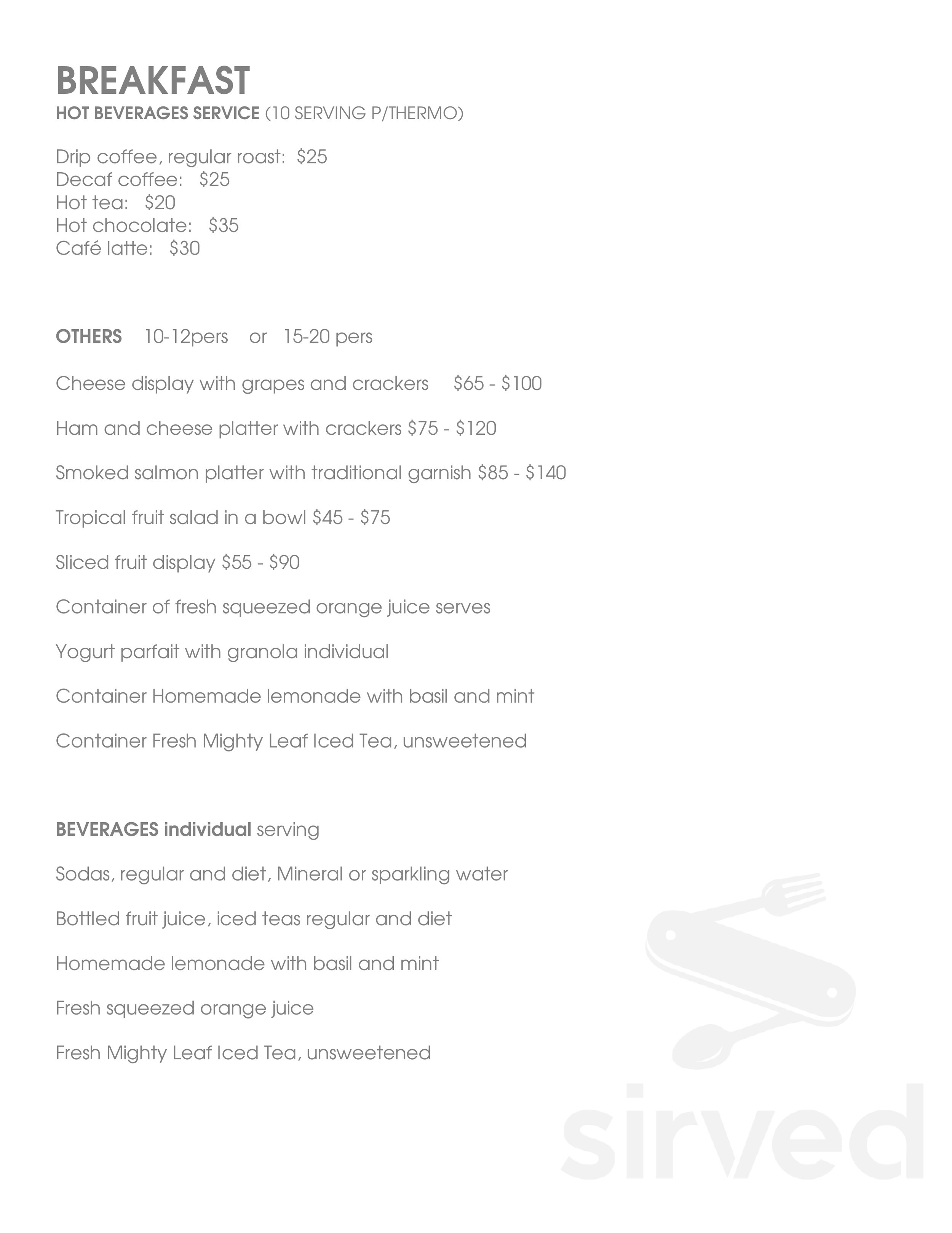 Sacha's Cafe menus in Coral Gables, Florida, United States