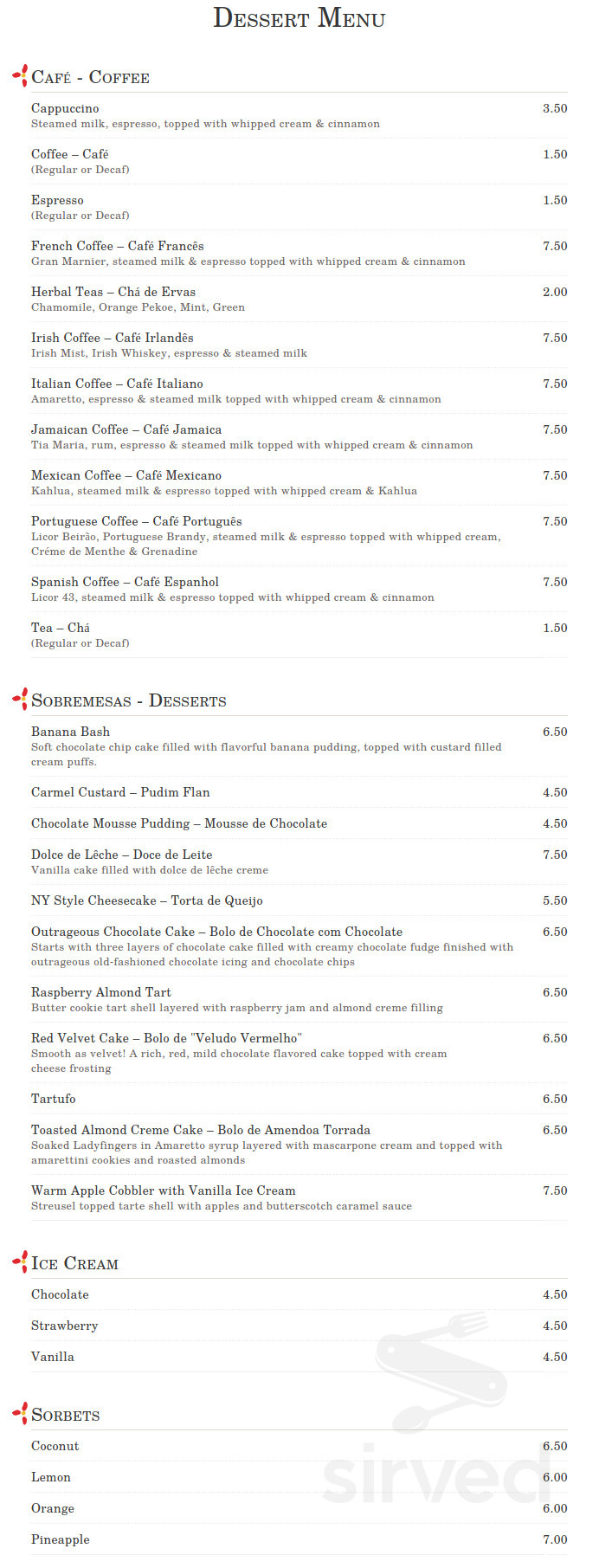 Menu for Ria Mar Restaurant & Bar in South River, NJ | Sirved