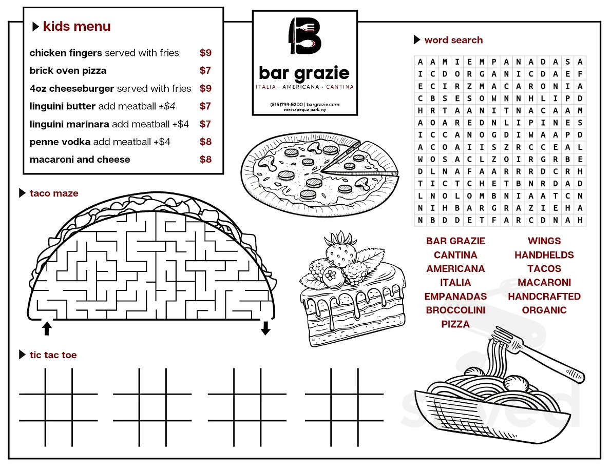 Bar Grazie menu in Massapequa Park, New York, USA