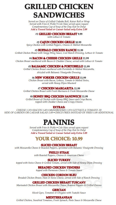Seven Star Diner menu in Sewell, New Jersey, USA