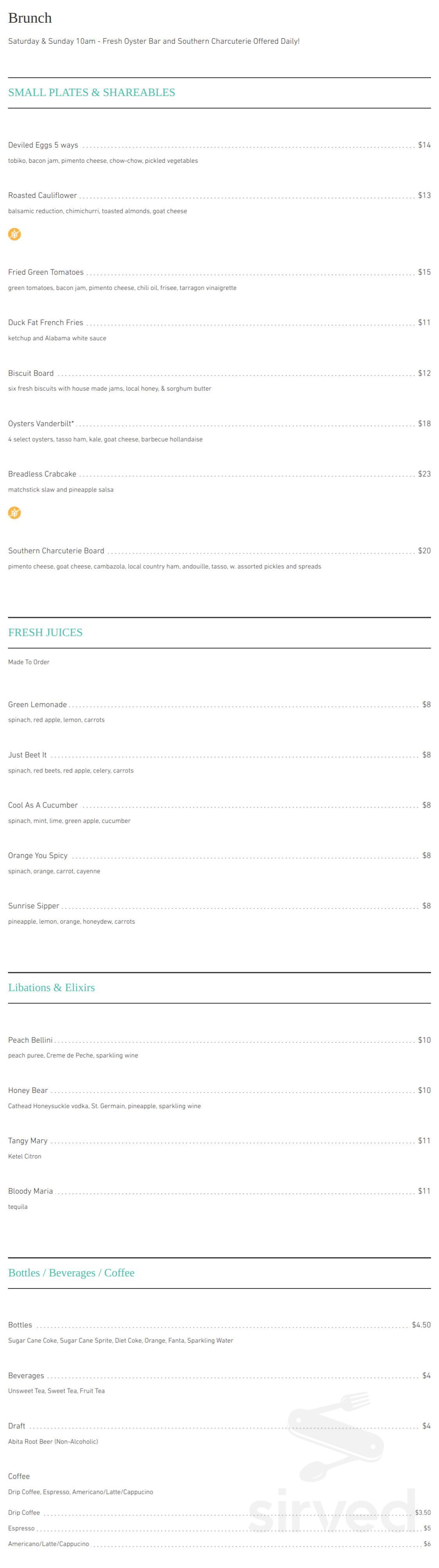 The Honeysuckle menu in Franklin, Tennessee, USA