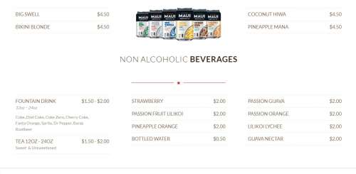 Maui Bus Stop menu in Fort Walton Beach, Florida, USA