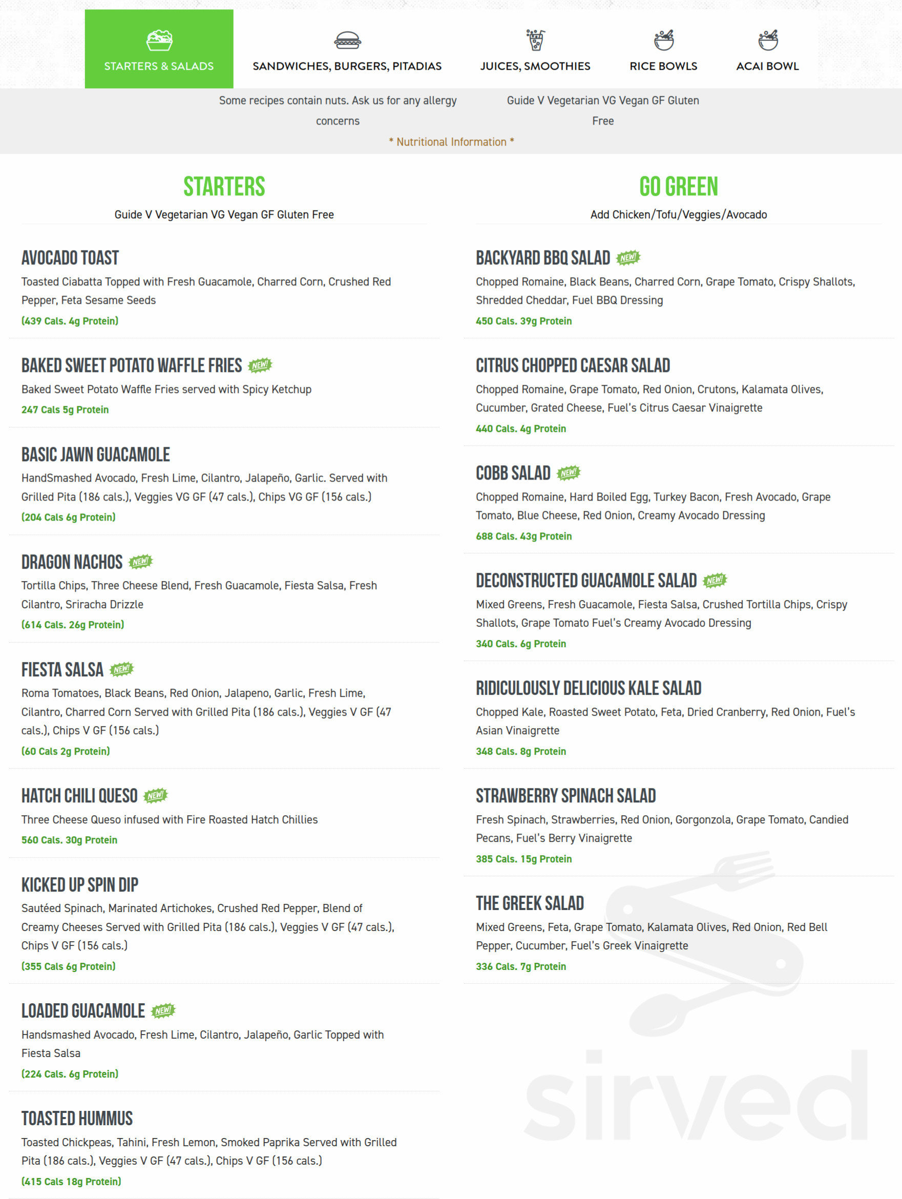 Menu - Philadelphia PA's Fuel Healthy Kitchen (Northeast Philly) | Sirved