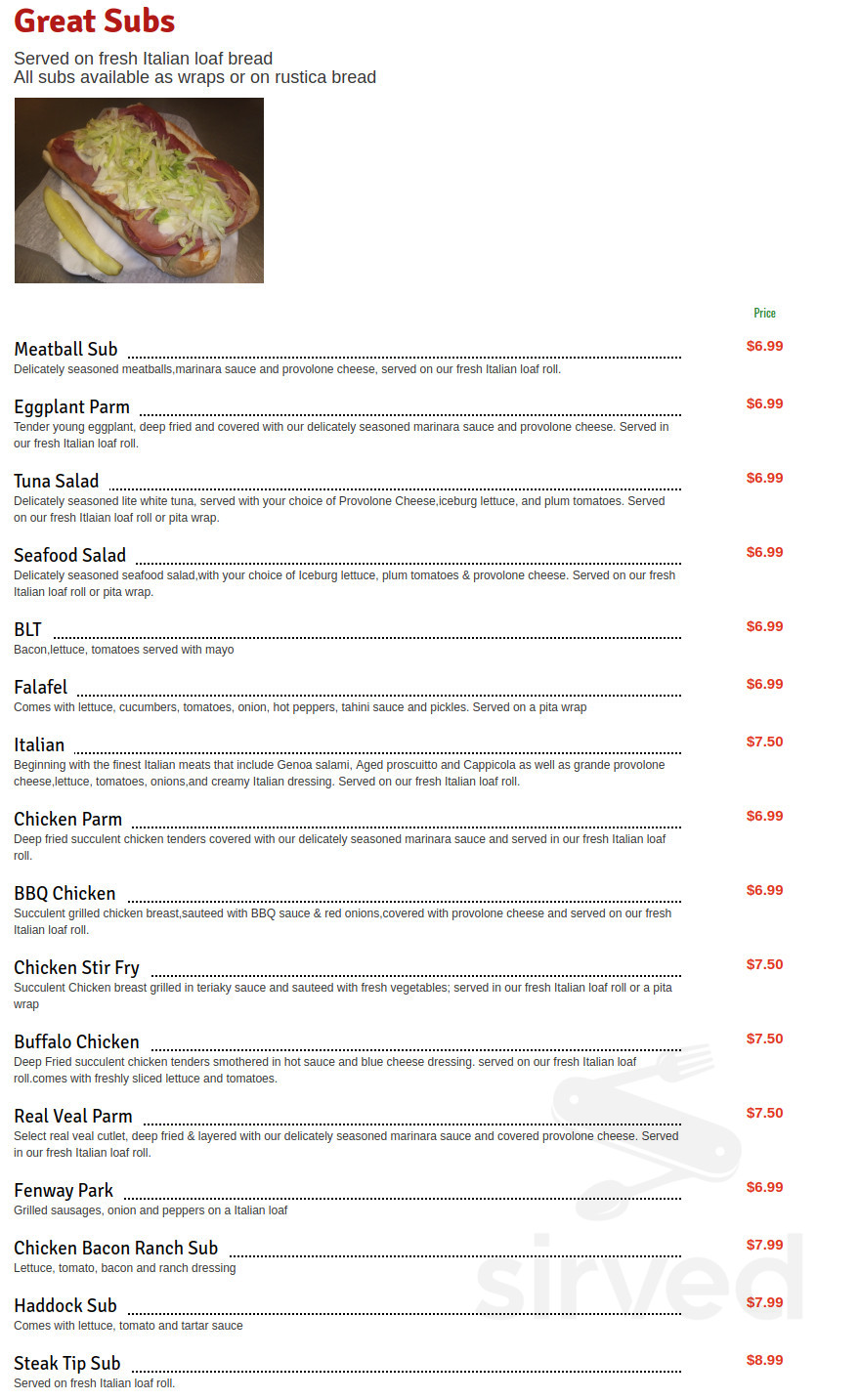 MVP Pizzeria menu in Woonsocket, Rhode Island, USA