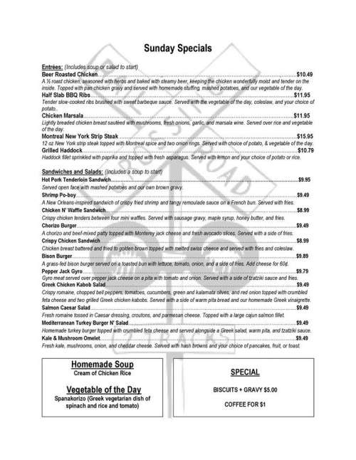The Junction Eating Place menu in DeKalb, Illinois, USA