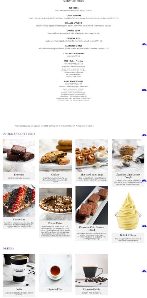 Cinnaholic menu in Atlanta, Georgia, USA