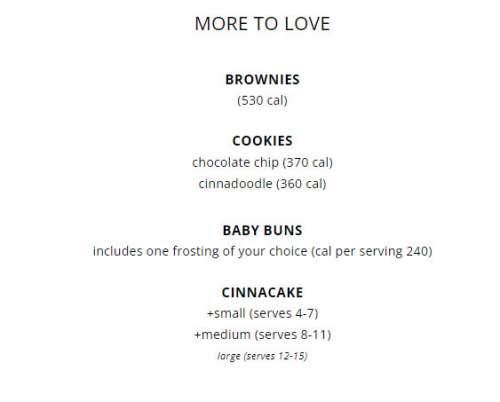 Cinnaholic menu in Atlanta, Georgia, USA