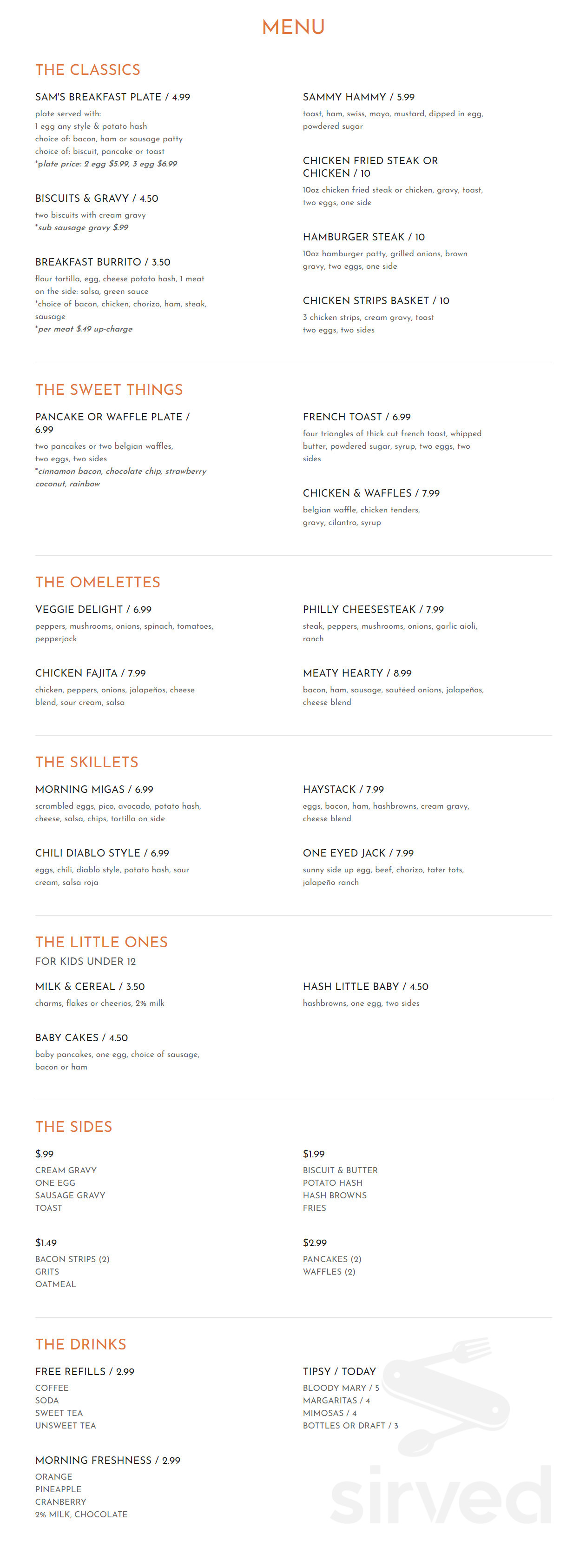 Sam's Grill & Bar menus in Fort Worth, Texas, United States