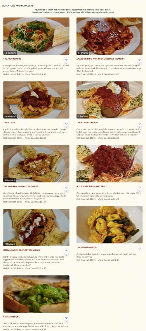 Plant Based Mafia menu in Palm Beach Gardens, Florida, USA