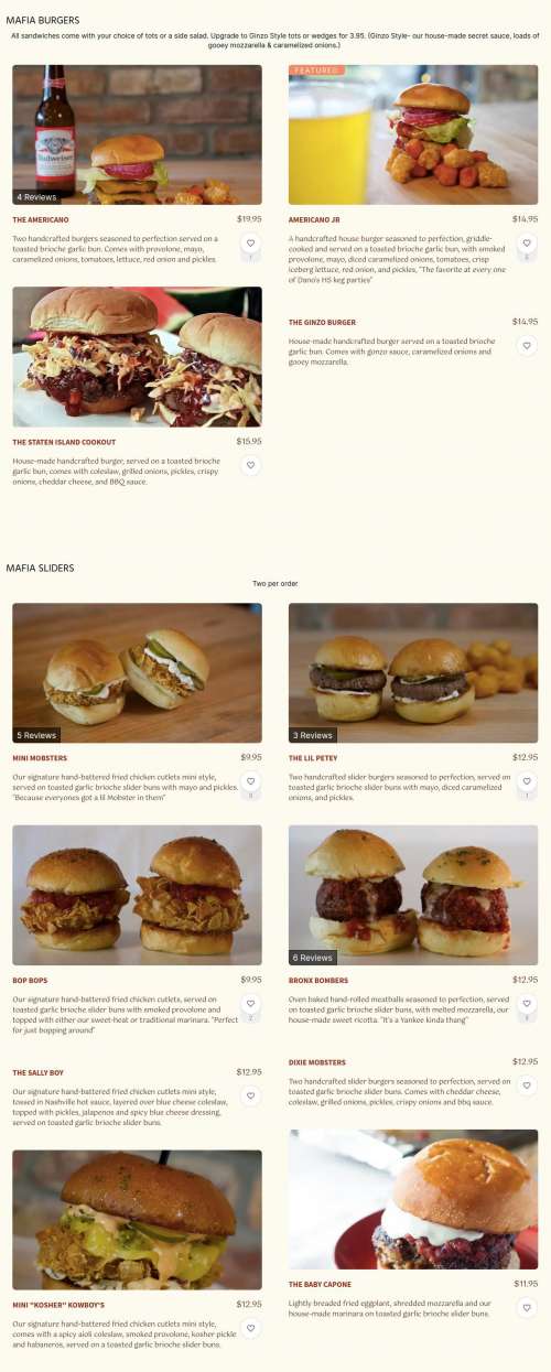 Plant Based Mafia menu in Palm Beach Gardens, Florida, USA