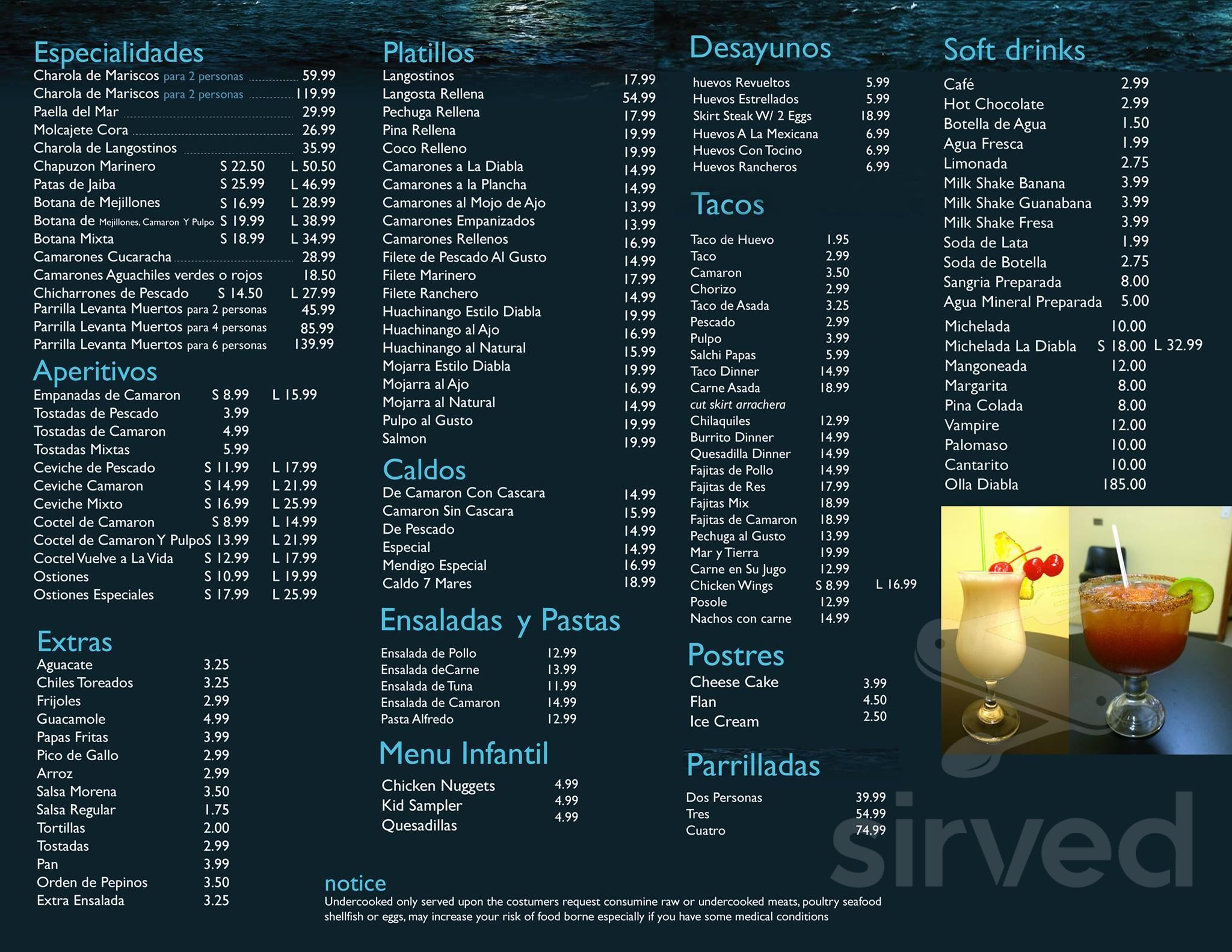 Mariscos La Diabla menus in Chicago, Illinois, United States