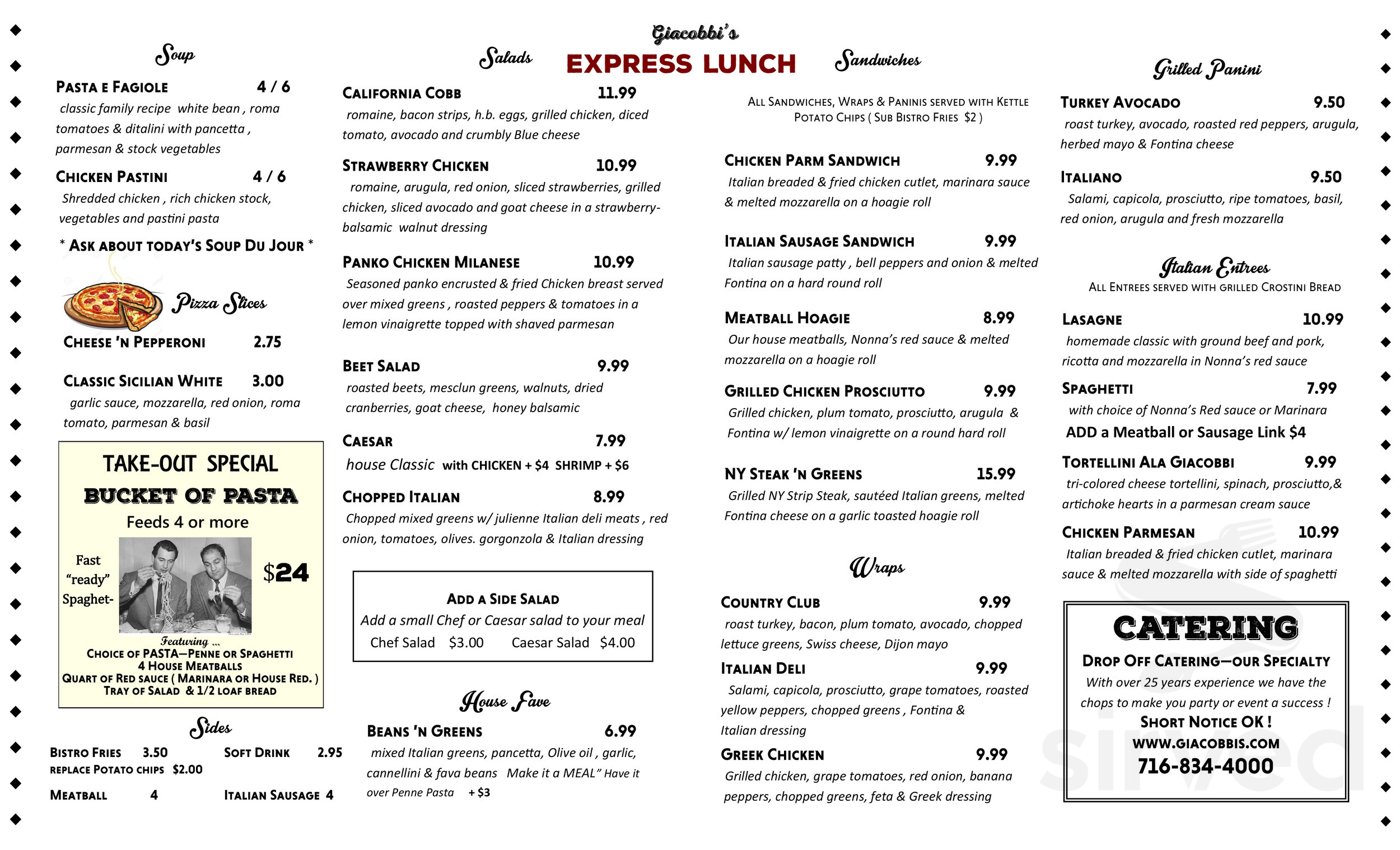 Giacobbi's Cucina Citta menus in Buffalo, New York, United States