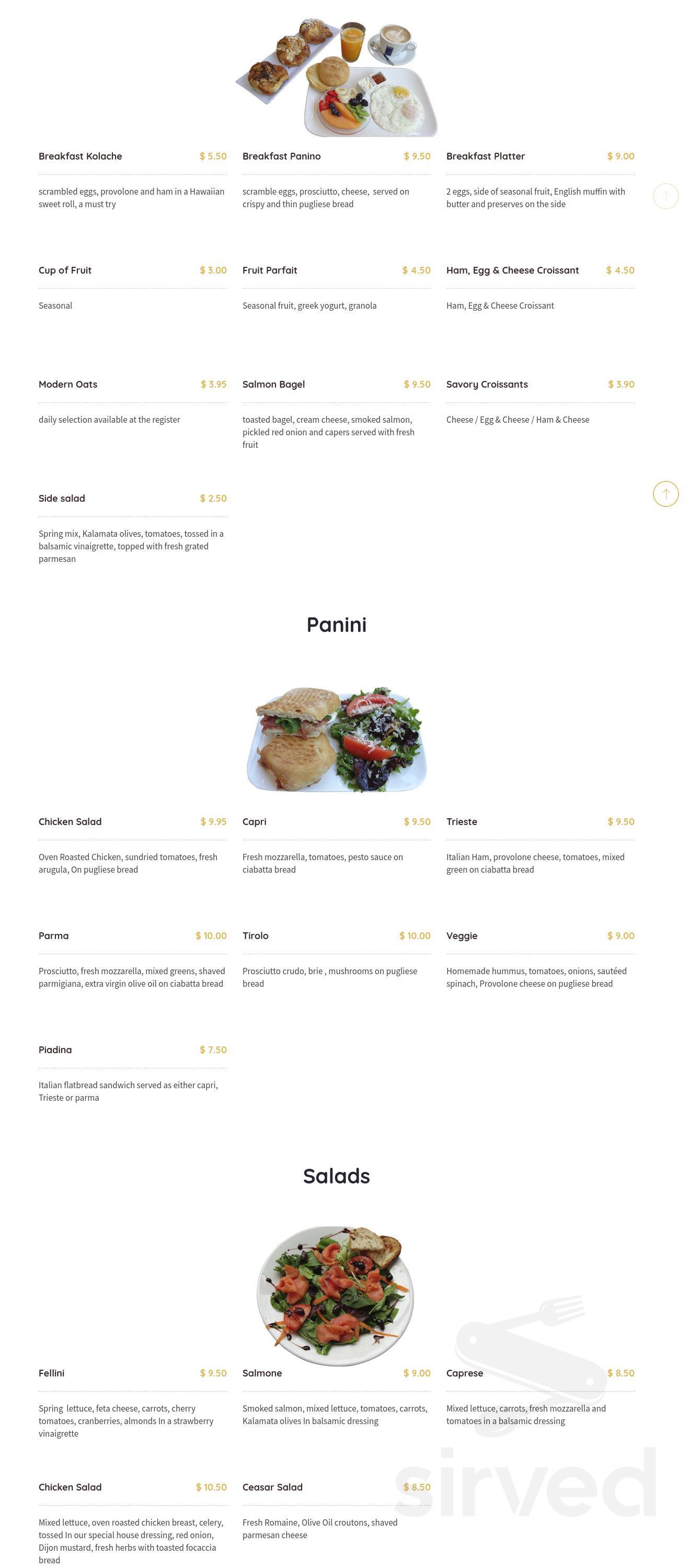 Fellini Caffè menus in Houston, Texas, United States
