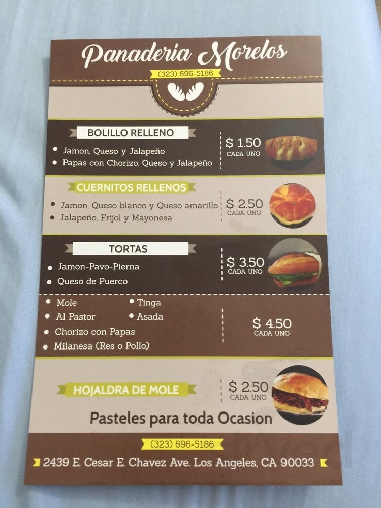 Panaderia Morelos menus in Los Angeles, California, United States