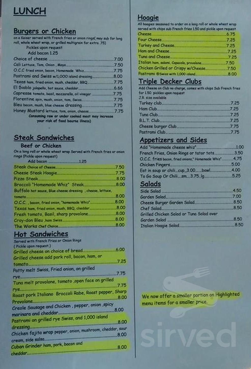 Menu - Croydon PA's Old Croydon Cafe | Sirved
