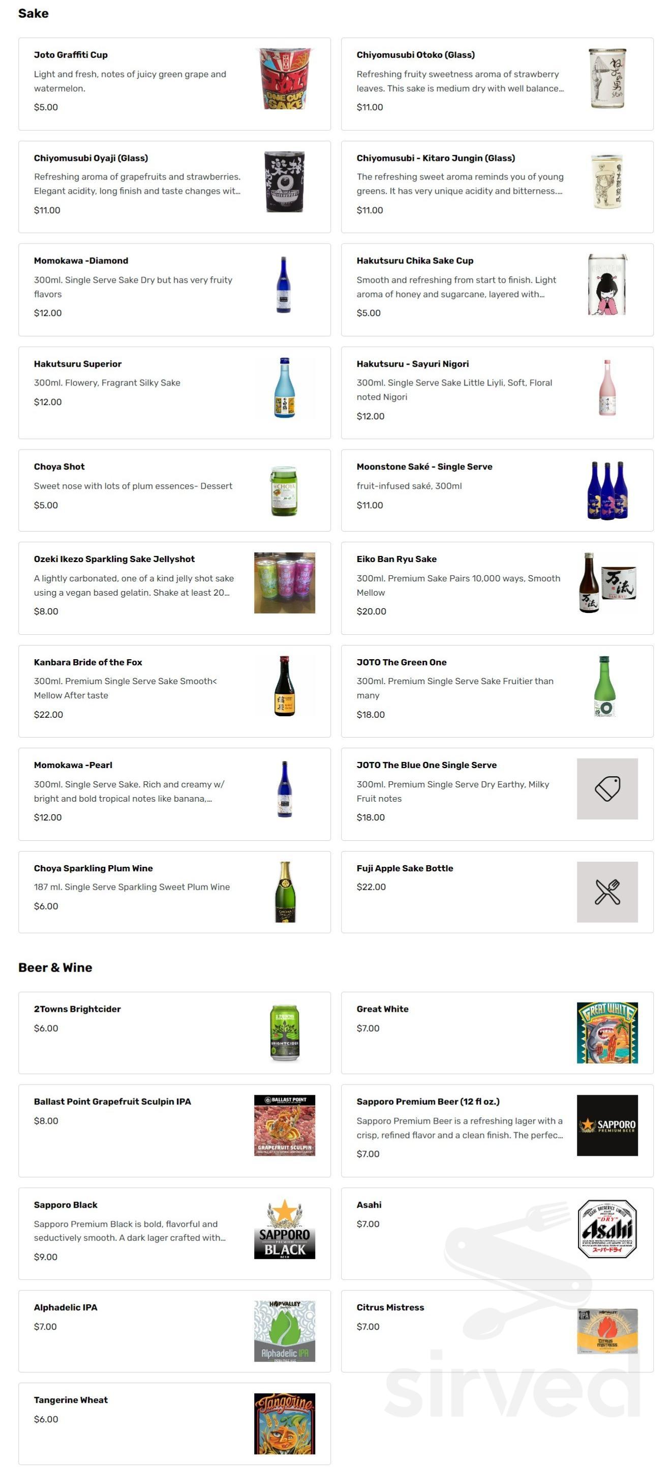 Oba Boba menu in Cottage Grove, Oregon, USA