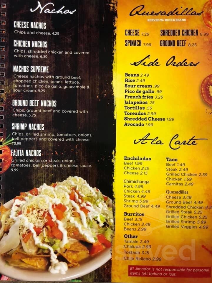 El Jimador Mexican Grill menu in Wilburton, Oklahoma, USA