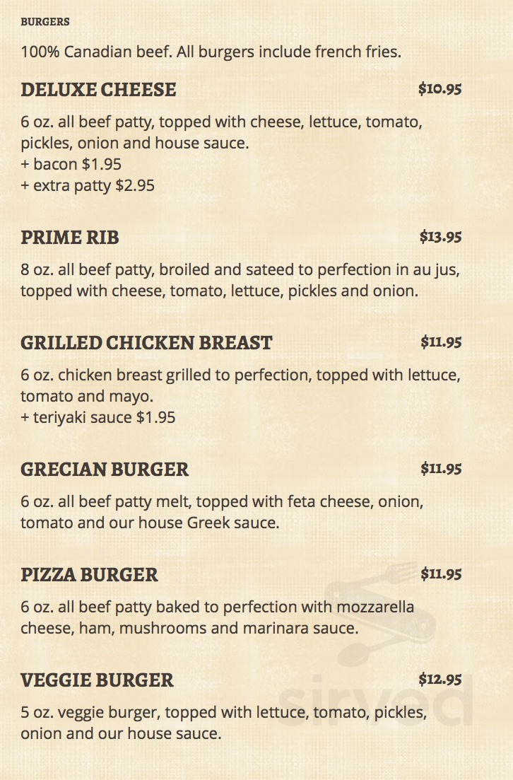 Regent Family Restaurant & Neighbourhood Pub menu in Regina ...