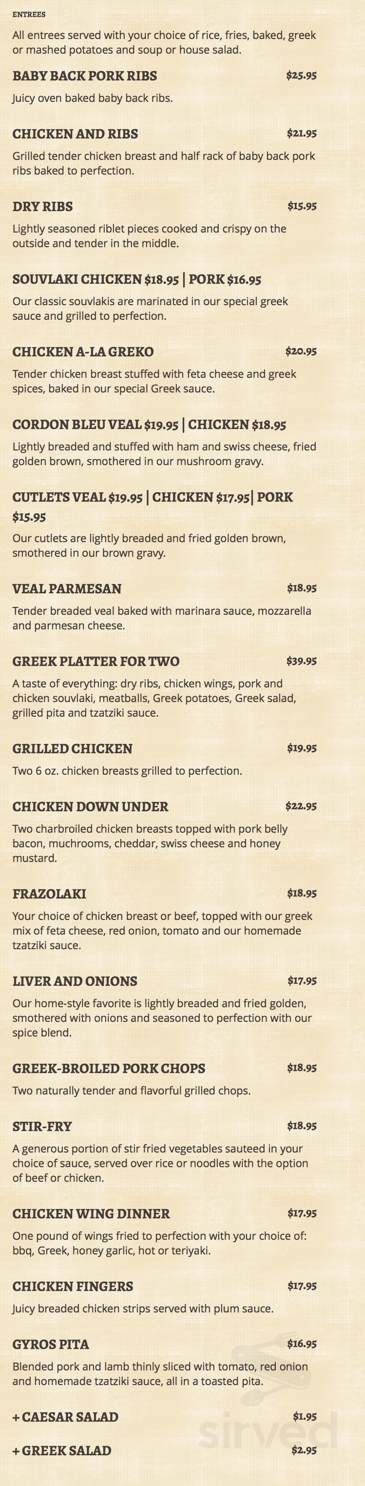 Regent Family Restaurant & Neighbourhood Pub menu in Regina ...