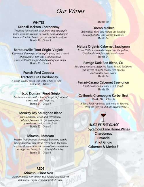 Abbey Road Pub & Restaurant menu in Virginia Beach, Virginia, USA