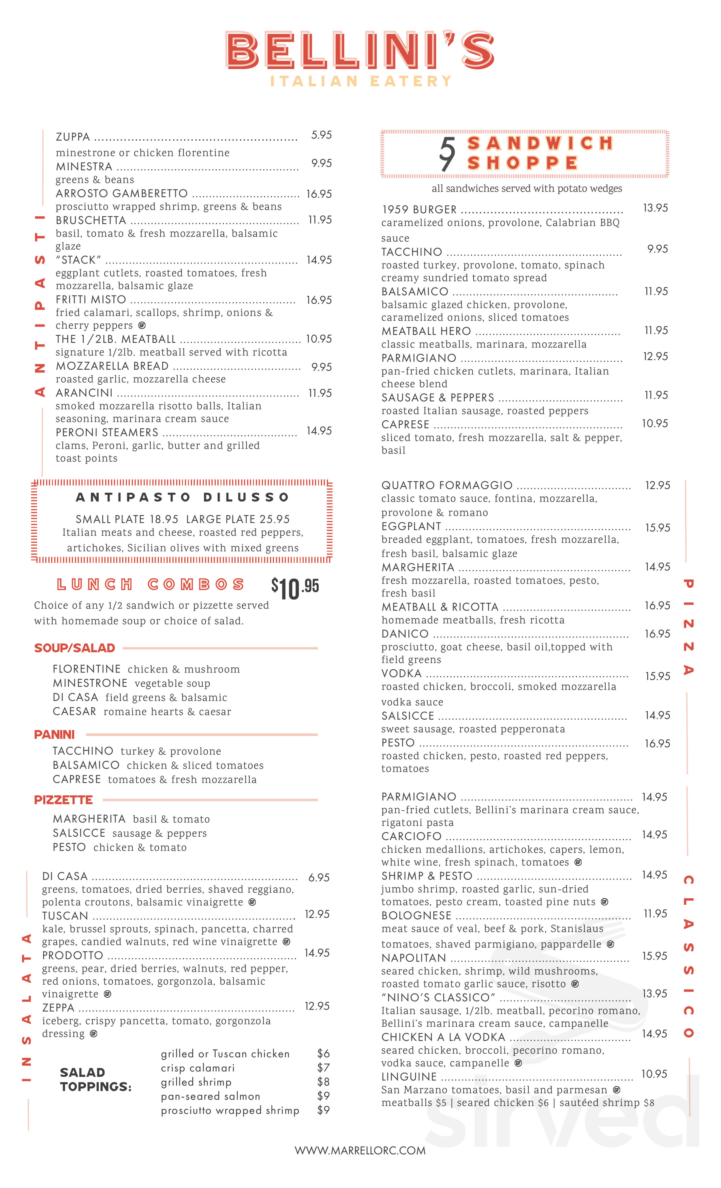 Bellini's Italian Eatery - Latham menu in Latham, New York, USA