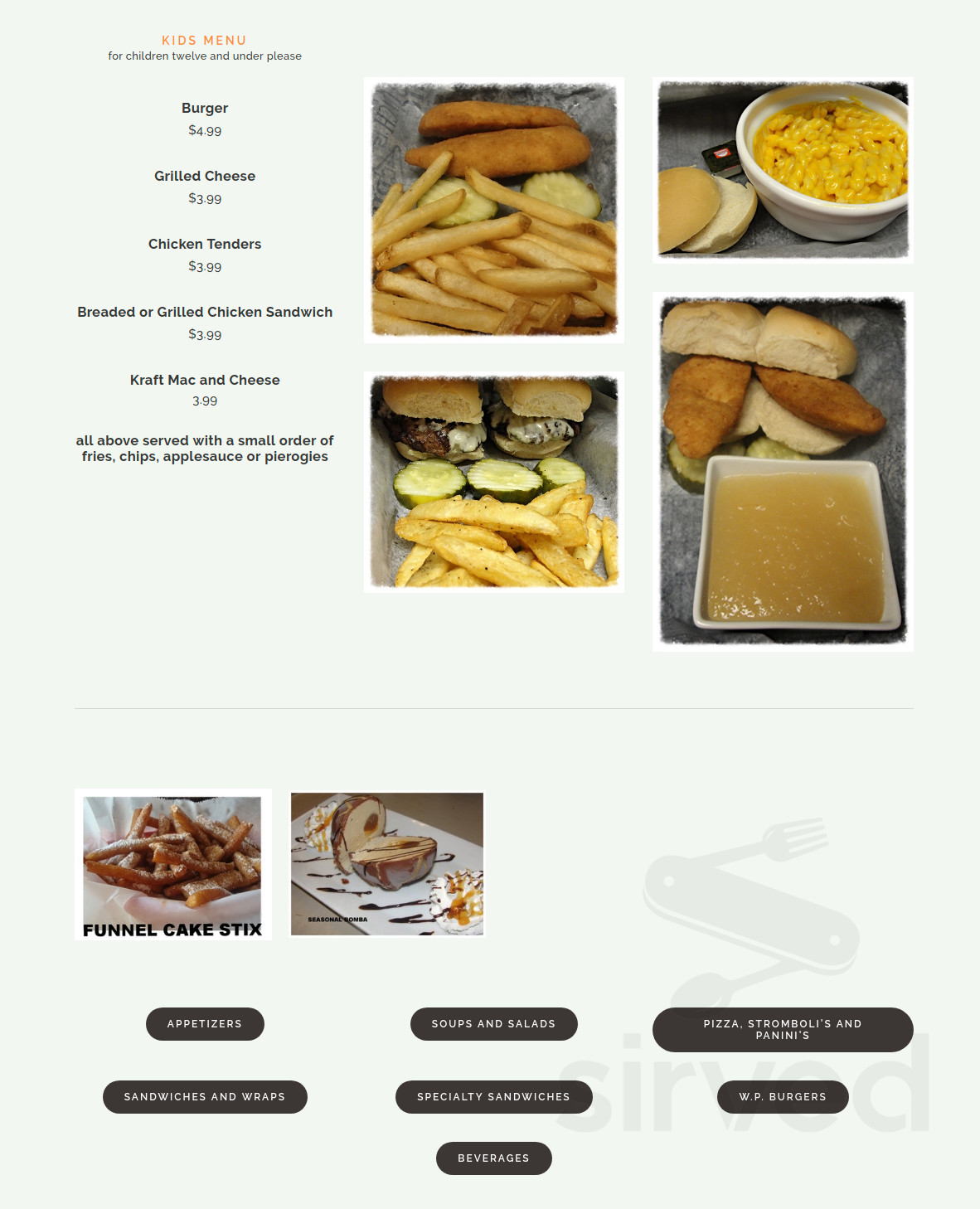 White Palm Tavern menu in Topton, Pennsylvania, USA